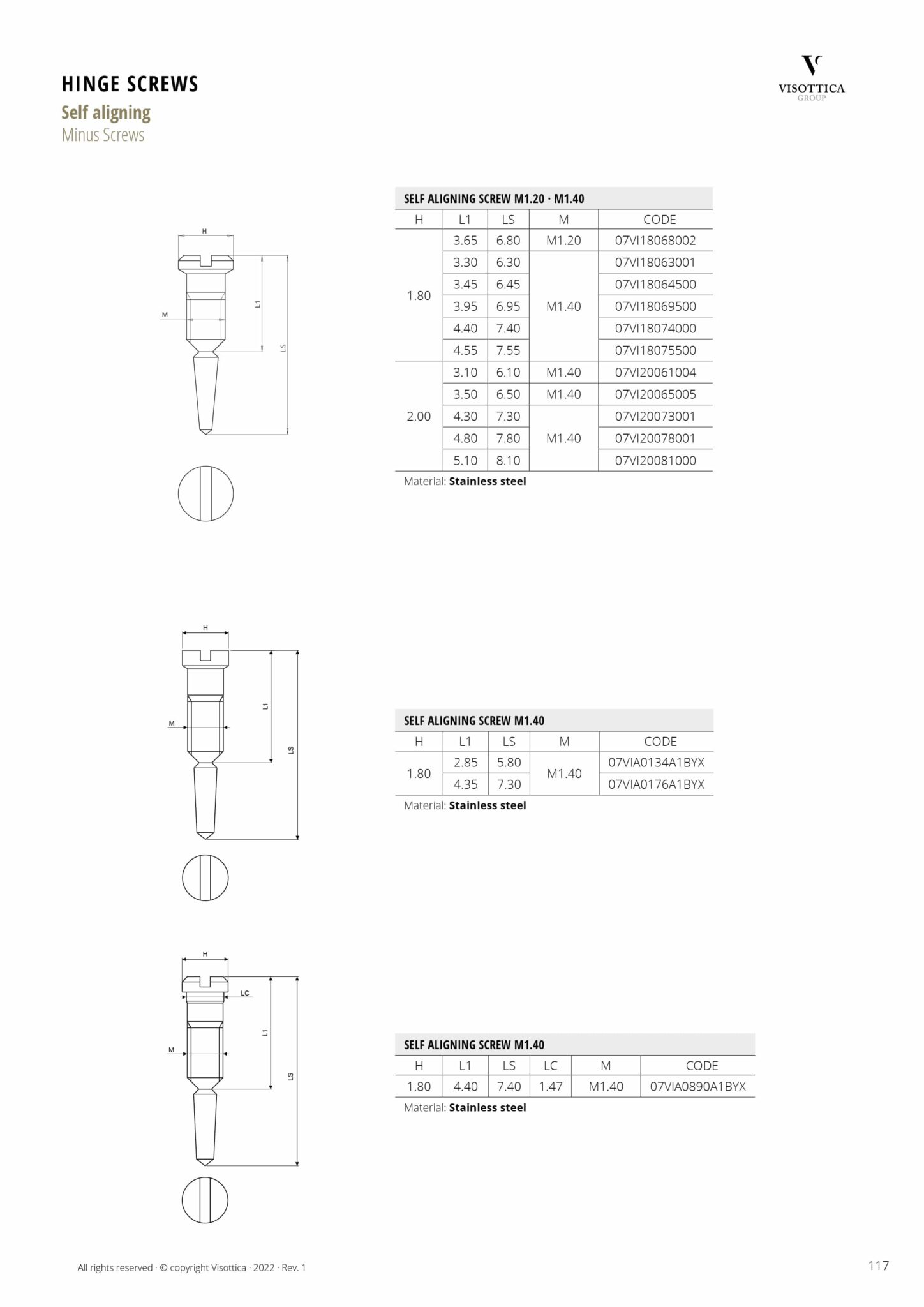 Self Aligning Screws | Visottica Group